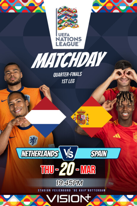 Netherlands VS Spain Quarter-finals UEFA NATIONS LEAGUE Templat ...
