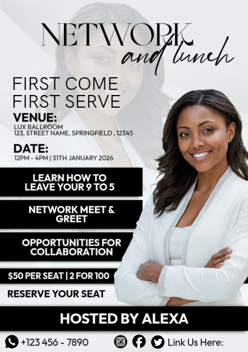 Network and lunch with purpose Template | PosterMyWall