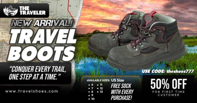 Copy of New Arrival Travel Boots Banner | PosterMyWall