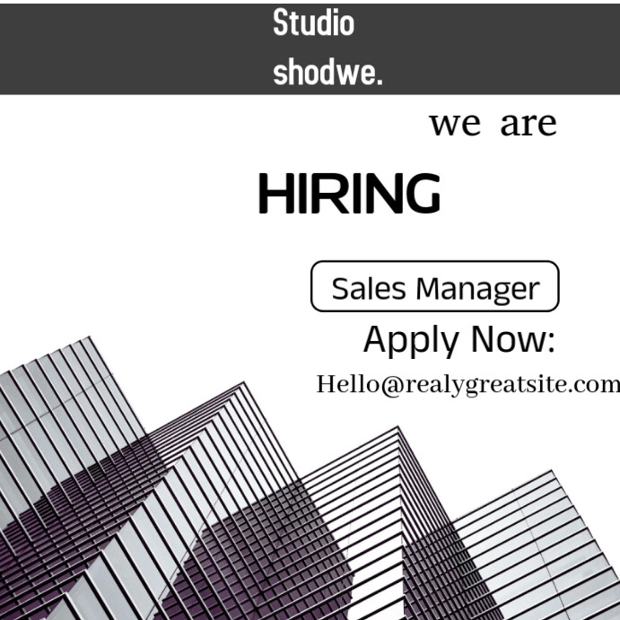 Copy of New black and white hiring sales manager Instagram poster ...