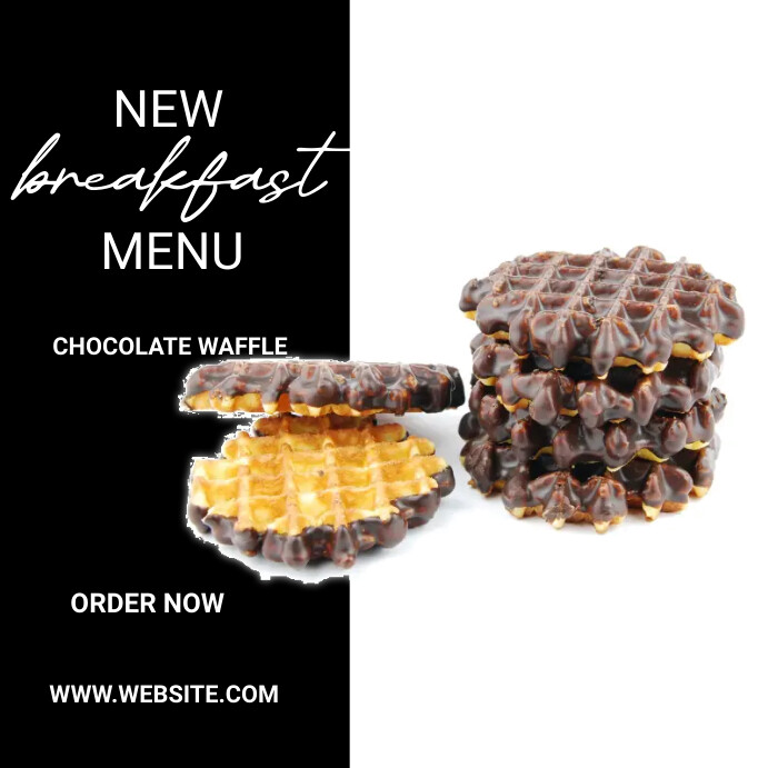 new breakfast waffle chocolate black white in Template | PosterMyWall