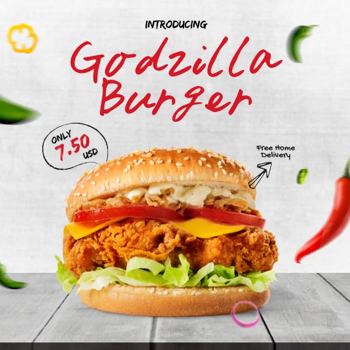 New Chicken burger Deal Free Delivery Offer Template | PosterMyWall