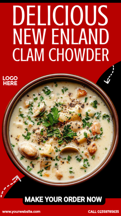Plantilla de New England Clam Chowder Day Ad | PosterMyWall