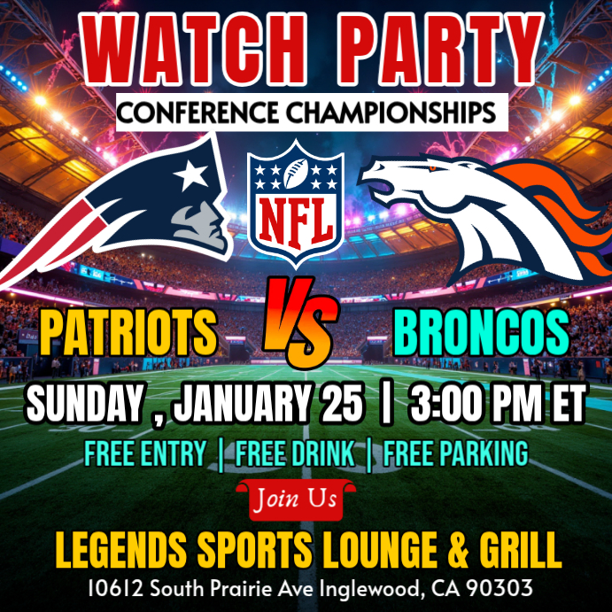 Copy of New England Patriots Vs Denver Broncos NFL 2026 Watch Party ...