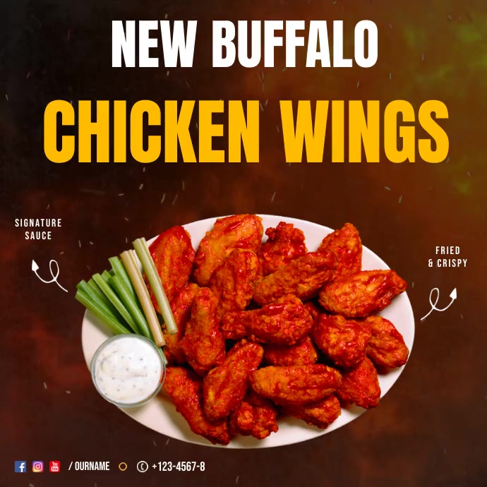 New Fried Chicken Wings - Buffalo Chicken Win Template | PosterMyWall