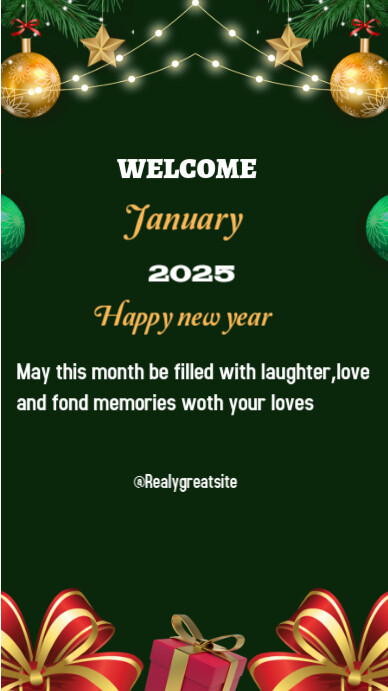 New green welcome January new year 2025 Instagram poster template ...