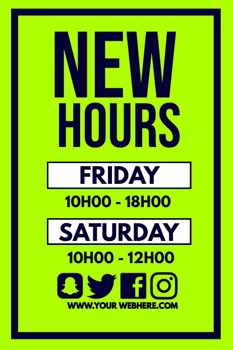 Copy of new hours | PosterMyWall
