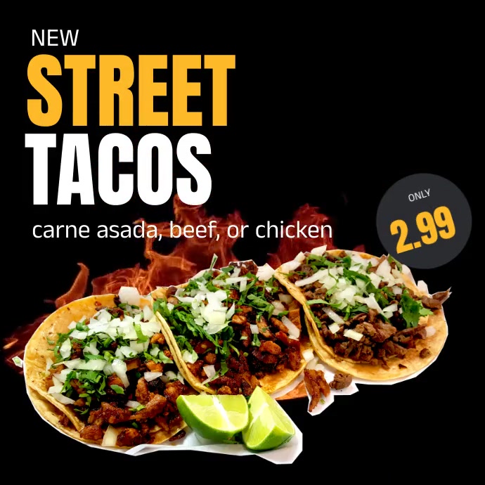 New Mexican Street Taco Social Media Ad Template | PosterMyWall