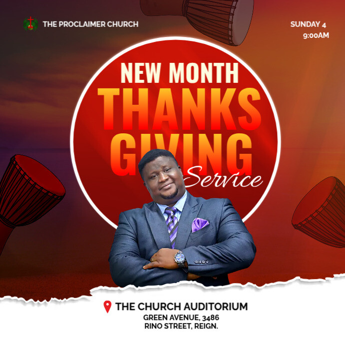 New Month Thanksgiving Service Template | PosterMyWall
