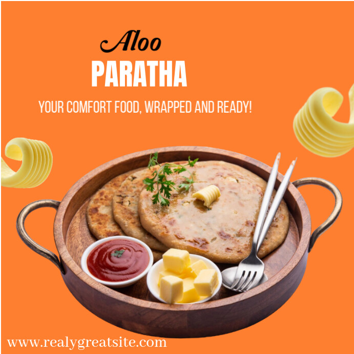 Copy of New orange Aloo paratha food poster template design | PosterMyWall