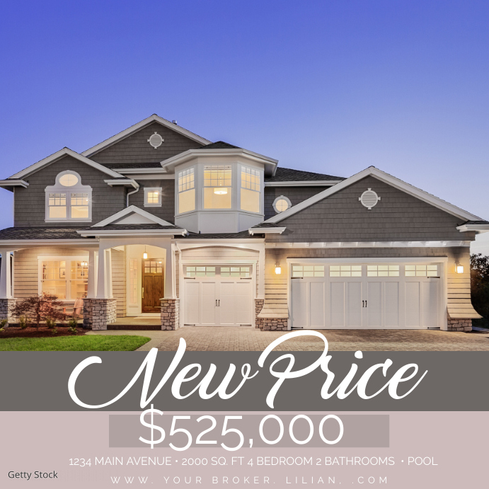 New Pricing Home Realtor Broker Template Post | PosterMyWall