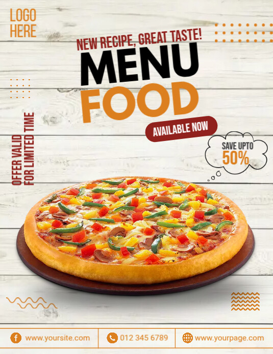 New Recipe Pizza AD Template | PosterMyWall
