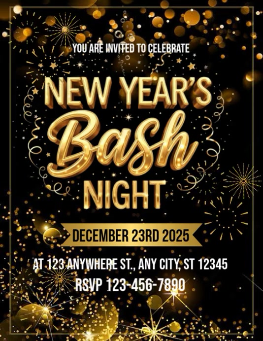 New Year's Bash Night Ads Template | PosterMyWall