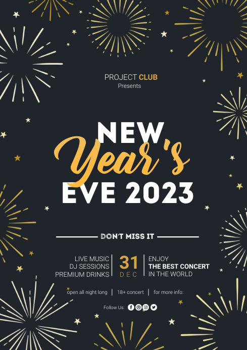 New Year's Eve 2023 Poster Template | PosterMyWall