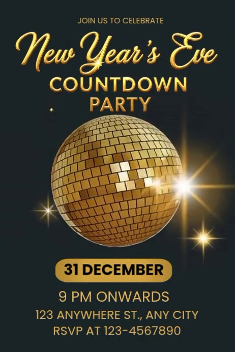 New Year's Eve Countdown Party Template | PosterMyWall