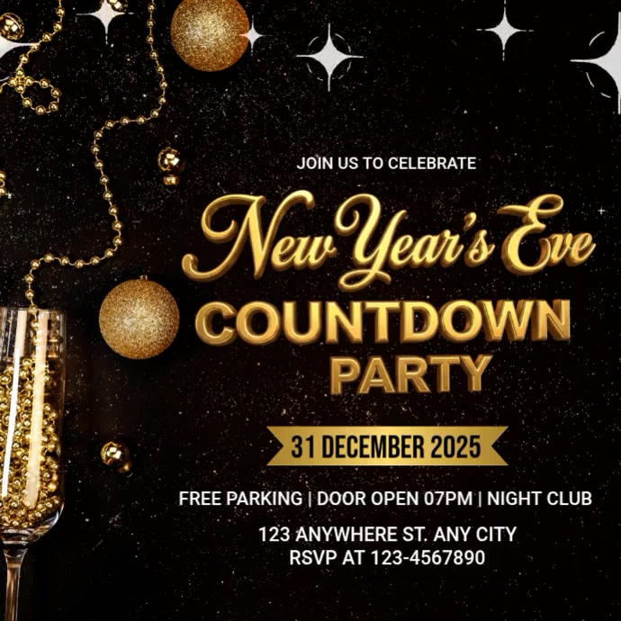 New Year's Eve Countdown Party Invitation Template | PosterMyWall