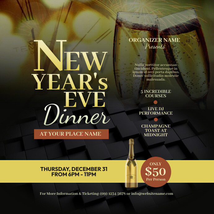 New Year's Eve Dinner Instagram Post Template | PosterMyWall