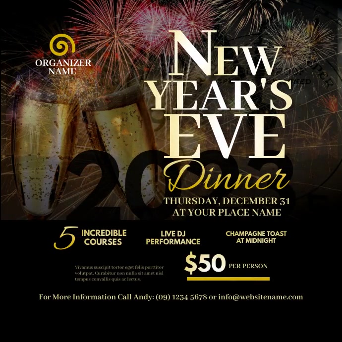 New Year's Eve Dinner Instagram Video Post Template | PosterMyWall