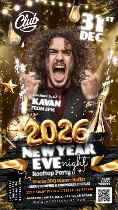 New Year's Eve Night Party Display Template | PosterMyWall