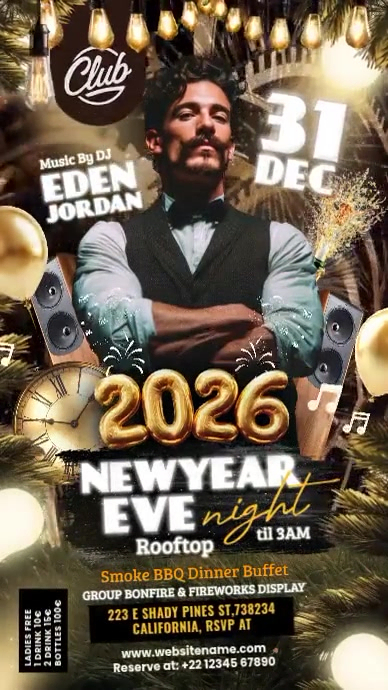 New Year's Eve Party Display Template | PosterMyWall