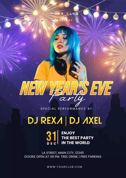 New Year's Eve Party Poster Flyer Template | PosterMyWall