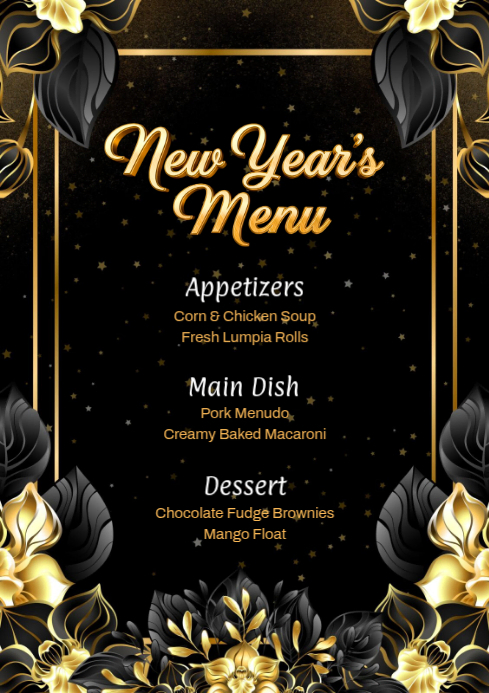 New Year's Menu List Template | PosterMyWall
