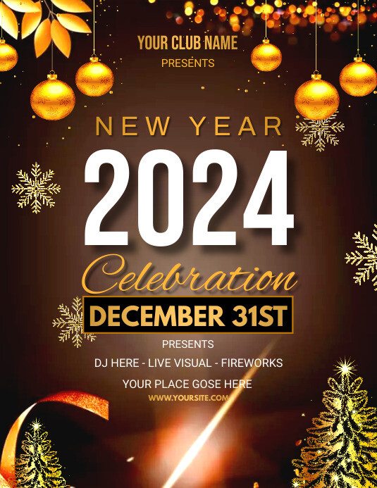new year 2024 celebration party flyer Template | PosterMyWall