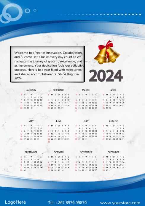 New year 2024 flyer calendar template | PosterMyWall