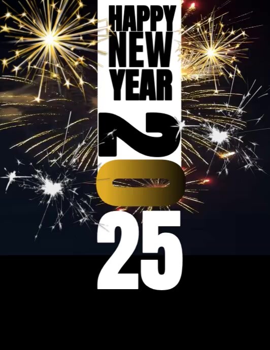 New Year 2025 black flyer (Us letter) Template | PosterMyWall