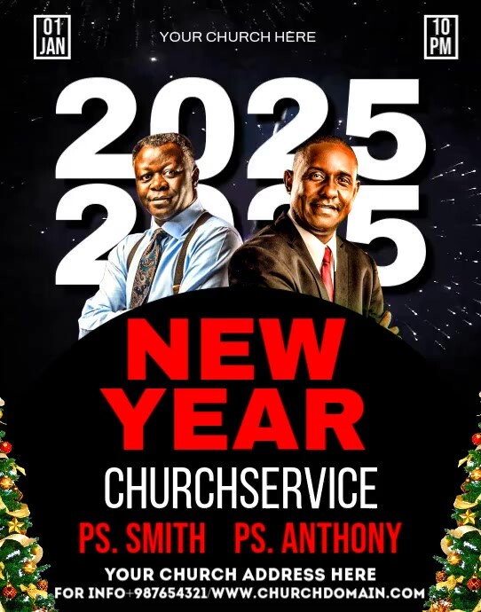 New year 2025 church service Template | PosterMyWall