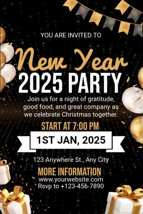 New Year 2025 Party Template | PosterMyWall