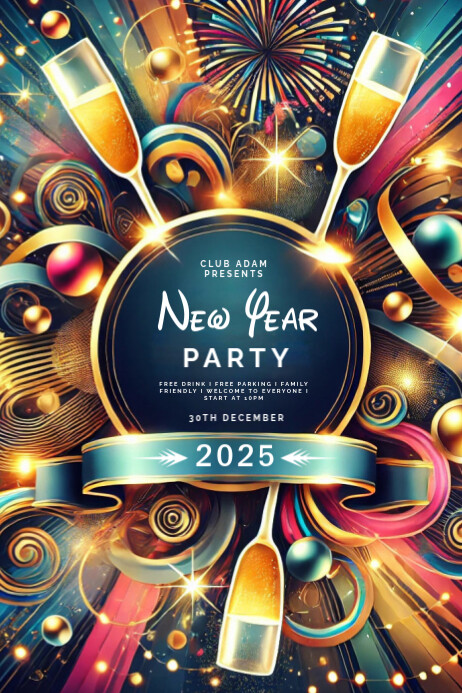 New Year 2025 Party Poster Template | PosterMyWall