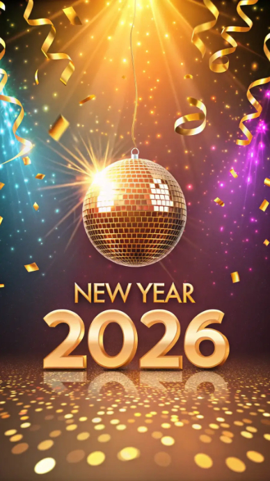 New year 2026 celebration with disco ball Template | PosterMyWall
