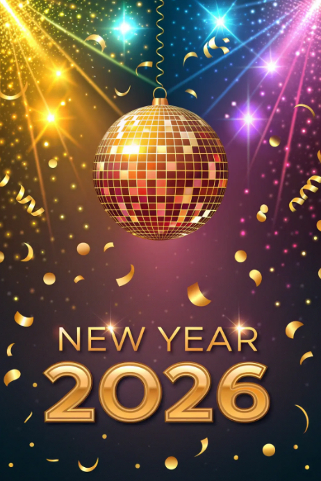 New year 2026 celebration with disco ball Template | PosterMyWall