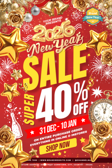 New Year 2026 Sale Banner Template | PosterMyWall