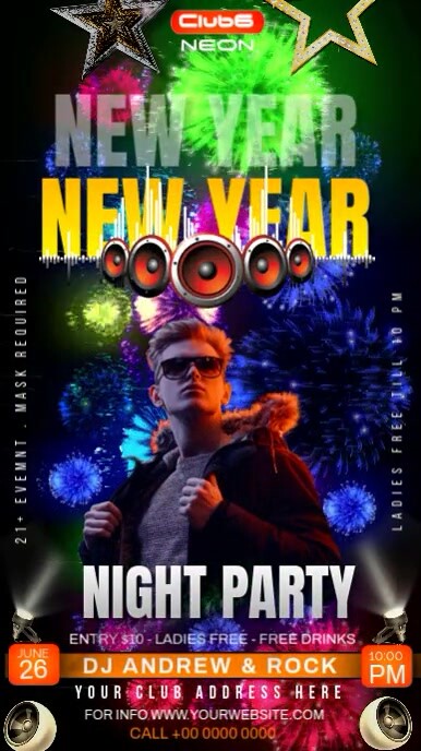 new year bar/club event Template | PosterMyWall