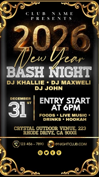 New Year Bash Night Party Template | PosterMyWall