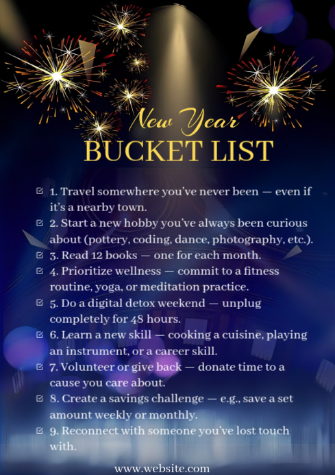 New year bucket list flyer Template | PosterMyWall