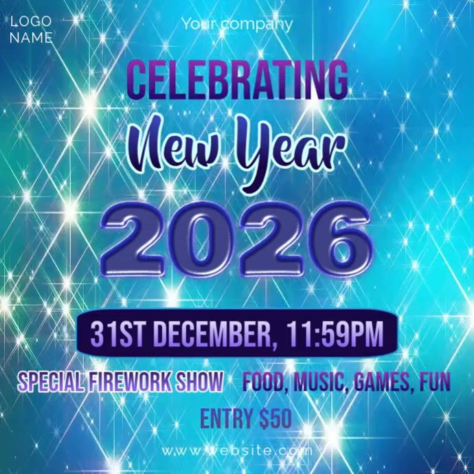 Plantilla de new year celebration event video post | PosterMyWall