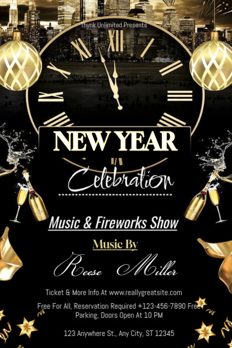 New year celebration invitation poster Template | PosterMyWall
