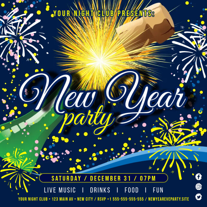 New Year Celebration Party Banner Template | PosterMyWall