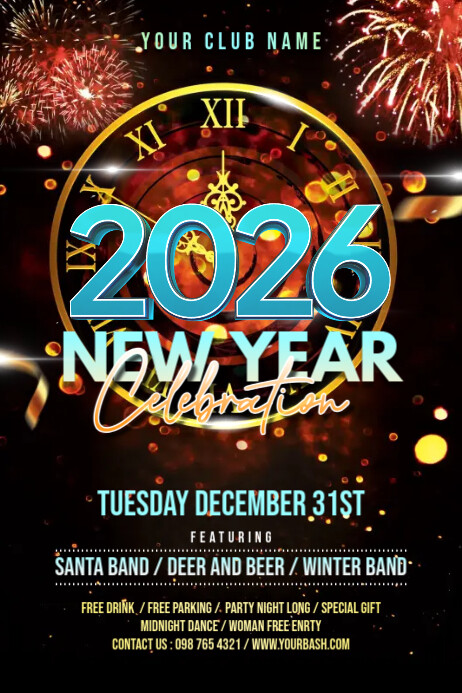 New Year Celebration Party Card Template | PosterMyWall