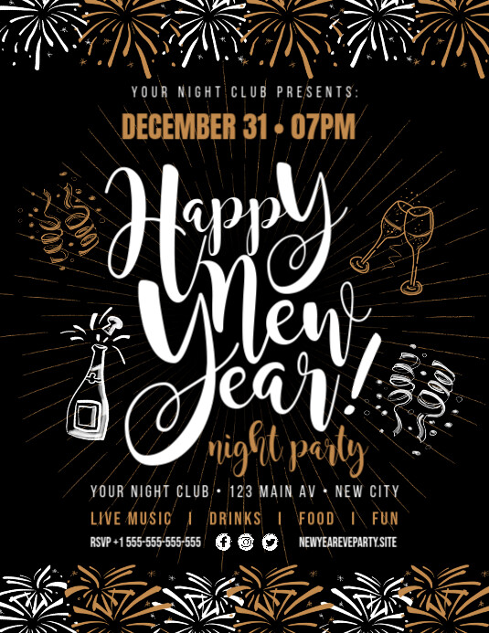 New Year Celebration Party Flyer Template | PosterMyWall