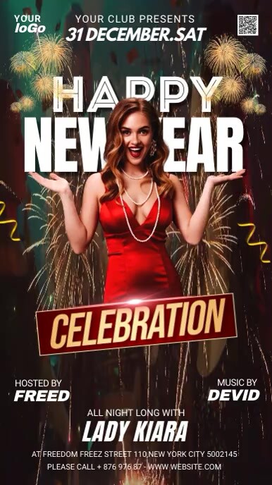new year celebration video ads flyer Template | PosterMyWall