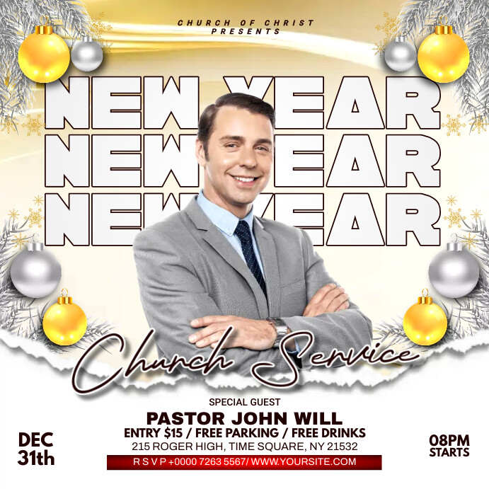 New year church service Template | PosterMyWall