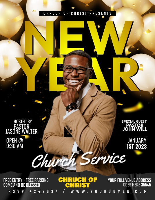 New year church service Template | PosterMyWall