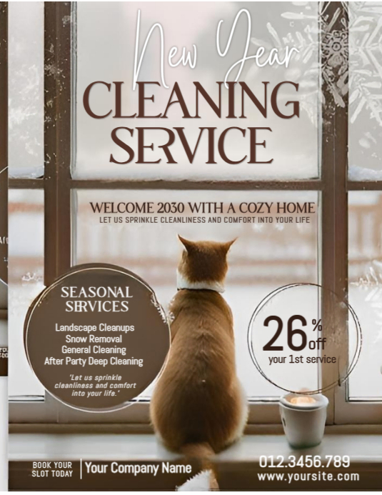 Modèle New Year Cleaning Service Flyer – Cozy Winter Home Promo ...