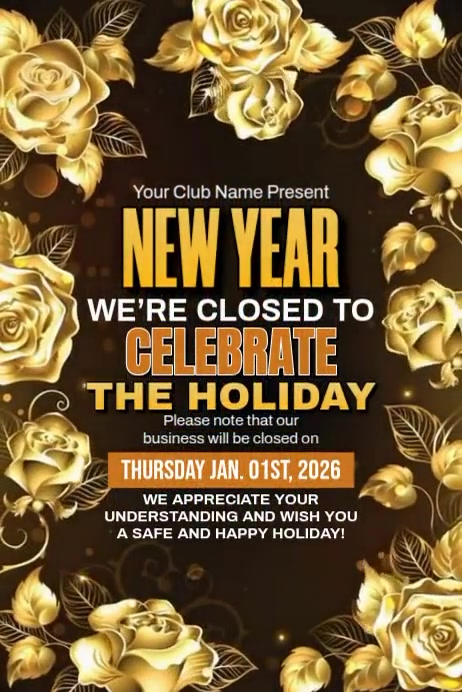 New Year Close Announcement Template | PosterMyWall