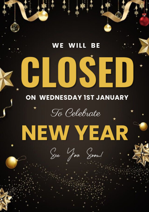 New year closed template | PosterMyWall