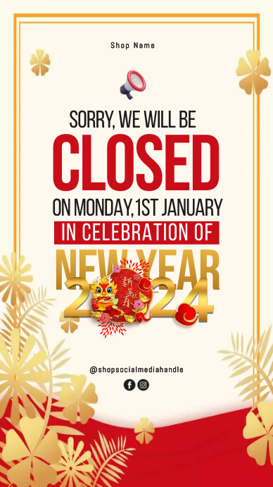 New Year Closing Noticed Template | PosterMyWall